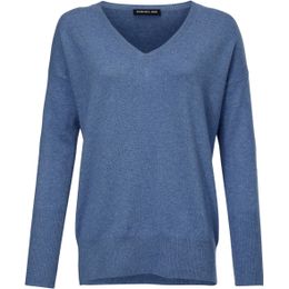 Heine Witt Damen Kaschmirpullover mit V-Ausschnitt, blau, Gr&ouml;&szlig;e 40/42