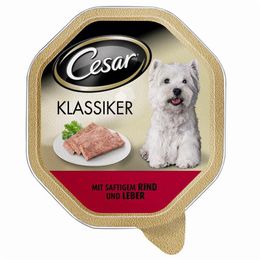 CESAR Hundefutter Klassiker Schälchen, Rind & Leber 14x150g