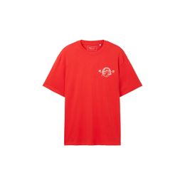 Tom Tailor Denim Herren T-Shirt mit Print, rot, Motivprint, Gr. XS