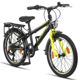 Licorne Bike Carter Premium Mountainbike in 20 Zoll Fahrrad f&uuml;r Kinder M&auml;dchen Jungen 6 Gang Shimano Schaltung Zoll:20;Farbe:Schwarz/Blau