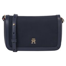 Tommy Hilfiger Umhängetasche TH ESSENTIAL S FLAP CROSSOVER, im praktischen Format, blau