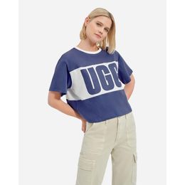 UGG Australia UGG® Jordene Colorblock-T-Shirt mit Logo für Damen in Moonstone, Größe L, Baumwolle