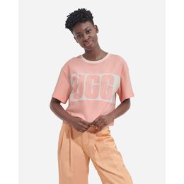 UGG Australia UGG® Jordene Colorblock-T-Shirt mit Logo für Damen in Pink Opal, Größe L, Baumwolle