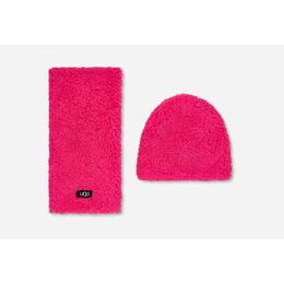 UGG Australia UGG® Set aus Sherpa-Beanie und Schal für Kinder in Neon Pink, Größe 4/6 YRS