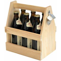 Flaschenträger 6 Flaschen Holz Bierträger mit Flaschenöffner 93945 Männerhandtasche - DanDiBo