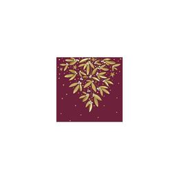 Servietten Golden Mistletoe rubin 33 x 33 cm - 20er Pack Servietten - Braun&company