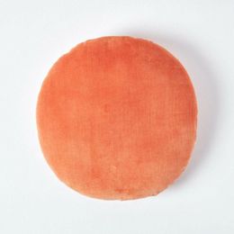 Homescapes - Samt Kissen, 40 cm rund, orange - Orange