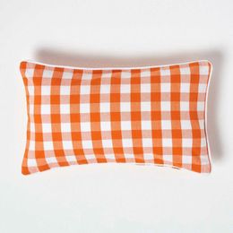 Orange karierter Kissenbezug 30 x 50 cm aus 100% Baumwolle - Orange - Homescapes