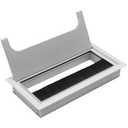 Ms Beschläge - Kabeldurchlassdose Alu Kabelführung Schreibtischdurchlass Silber eloxiert 80x160mm