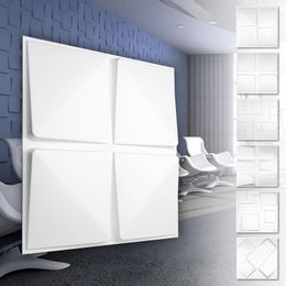 HEXIM 3D Wandpaneele aus pvc Kunststoff - weiße Wandverkleidung mit 3D Optik - Cube Motive: 1 Platte / Muster, HD032
