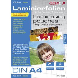 100 St. GENIE Laminierfolien din A4 (80 Micron) Premium Laminierfolien Laminierfolientaschen