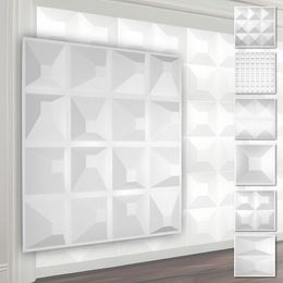 HEXIM - 3D Wandpaneele aus pvc Kunststoff - weiße Wandverkleidung mit 3D Optik - Pyramiden Motive: 1 Platte / Muster, HD109