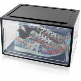 Schwarze Schuhbox Stapelbar Aufbewahrungsbox Kunststoffbox Schuhkasten Schuhkarton Schuhorganizer bis Gr.47