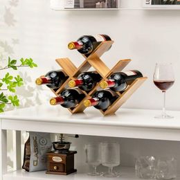 Costway - Weinregal für 8 Flaschen Bambus, Kleiner Weinstaender, Freistehendes Flaschenregal Glaeserregal 44 x 10 x 30 cm