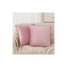 Zierkissenhülle Samt Kissenbezug Sofakissenbezug Modern Kissenüberzug Wohnzimmer, 2er Set,45x45 cm, Baby Pink - Baby Pink - Deconovo