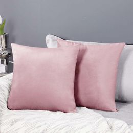 Samt Kissenbezüge Sofa Kissenbezug Zierkissenbezüge, 2er Set,50x50 cm, Sakura Pink - Sakura Pink - Deconovo