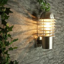 Licht-Erlebnisse Wandlampe außen IP44 E27 ø 15 cm Edelstahl Maritim Außenwandleuchte Haus Garten - Silber