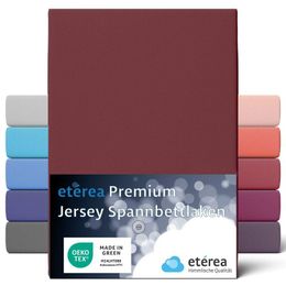 Etérea - Premium Jersey Spannbettlaken Bordeaux 90x200 - 100x200 cm - Bordeaux