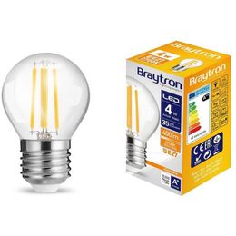 Braytron E27 Filament | led Leuchtmittel | 4 Watt | Lampe Leuchte Beleuchtung Birne Glühlampe | Kugel G45 | 400 Lumen warmweiß (3000 k) 1 Stück