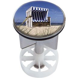 Sanitop Wingenroth - Waschbeckenstöpsel Design Strandkorb Abfluss-Stopfen aus Metall Excenterstopfen 38 – 40 mm
