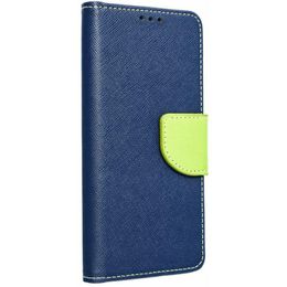 Buch Tasche Fancy kompatibel mit Motorola Moto G42 Etui mit Standfunktion, Kartenfach Blau-Grün - Schwarz