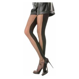 Cofi 1453 - Damen Strumpfhose mit Muster Langstreifen Nero Frauen Hose Socken N.1596 40 den schwarz s/m