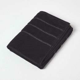 Homescapes - Schwarzes Duschtuch mit Glitzer-Bordüre aus 100% Baumwolle, 70 x 130 cm - Schwarz