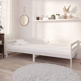 Bett Tagesbett mit Matratze - Jugendbett Bettgestell 90x200 cm Weiß Kiefer Massivholz BV974931 Bonnevie