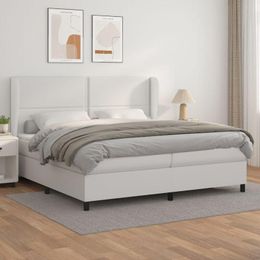 MAISONCHIC Boxspringbett mit Matratze Doppelbett Bett für Schlafzimmer Weiß 200x200 cm Kunstleder DE60642