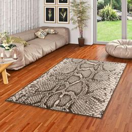 Pergamon - Designer Teppich Samba Beige Braun Schlangen Tiermuster - 160x230 cm