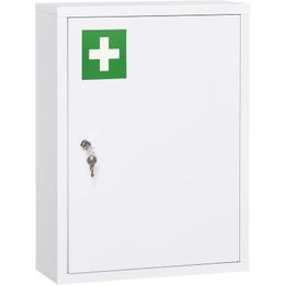kleankin - Medizinschrank, 3 Fächer, abschließbare Tür, stabiles Stahlgehäuse, weiß, 40 x 15 x 53,5 cm - Weiß