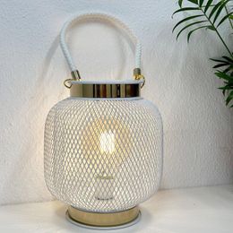 INDA-EXCLUSIV - led Tischlampe Laterne Dekolampe -D781289-Weiß