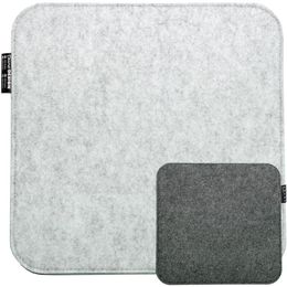 DuneDesign - Square Felt Cushion for chairs 35x35 Warm 8mm Thin Seat Cushion Reversible Grey - grau