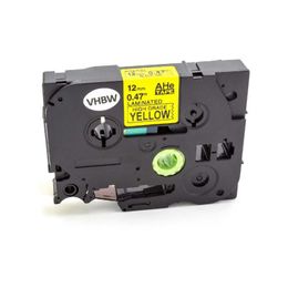 Schriftband Kassette 12mm schwarz auf gelb kompatibel mit Etiketten-Drucker Brother P-Touch PTE300, PTE500, PTE550W, rl 700 s - vhbw