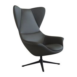 FLEXLUX Ohrensessel Stilo Relaxsessel, Solitär, Stil-Ikone, drehbar, Fuß schwarz, grau