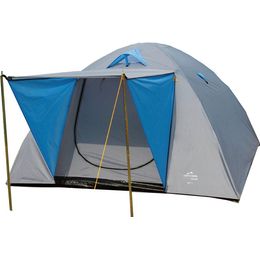 EXPLORER Kuppelzelt Iglu Zelt 3-4 Personen Campingzelt wasserdicht winddicht Ventilation, Personen: 4, blau|grau