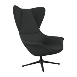 FLEXLUX Ohrensessel Stilo Relaxsessel, Solitär, Stil-Ikone, drehbar, Fuß schwarz, grau