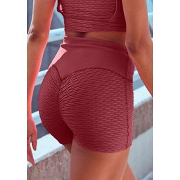 Vivance active Shorts -Kurze Hose mit breitem Bund und Wabenoptik, rot