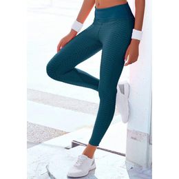 Vivance active Funktionsleggings -Sportleggings mit Wabendesign und Mesheinsatz, blau