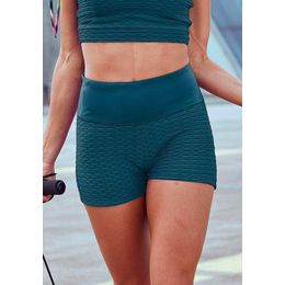 Vivance active Shorts -Kurze Hose mit breitem Bund und Wabenoptik, blau