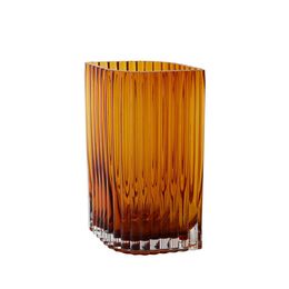 AYTM - Folium Vase, L 18 cm, H 25 cm, amber