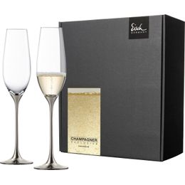 Eisch Sektglas Champagner Exklusiv, Kristallglas, Auflage in Platin, 180 ml, 2-teilig, grau