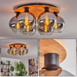 hofstein Koyoto Deckenleuchte Glas 20 cm Naturfarben, Schwarz, 6-flammig