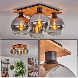 hofstein Koyoto Deckenleuchte Glas 20 cm Naturfarben, Schwarz, 4-flammig