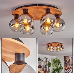 hofstein Koyoto Deckenleuchte Glas 15 cm Naturfarben, Schwarz, 6-flammig