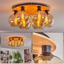 hofstein Koyoto Deckenleuchte Glas 20 cm Naturfarben, Schwarz, 6-flammig