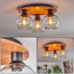 hofstein Koyoto Deckenleuchte Glas 15 cm Naturfarben, Schwarz, 3-flammig