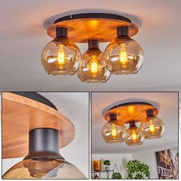 hofstein Koyoto Deckenleuchte Glas 15 cm Naturfarben, Schwarz, 3-flammig