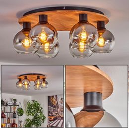 hofstein Koyoto Deckenleuchte Glas 15 cm Naturfarben, Schwarz, 6-flammig