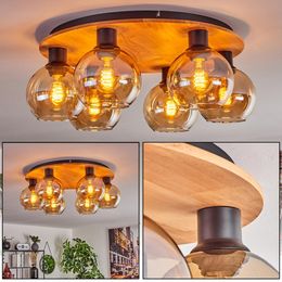 hofstein Koyoto Deckenleuchte Glas 15 cm Naturfarben, Schwarz, 6-flammig